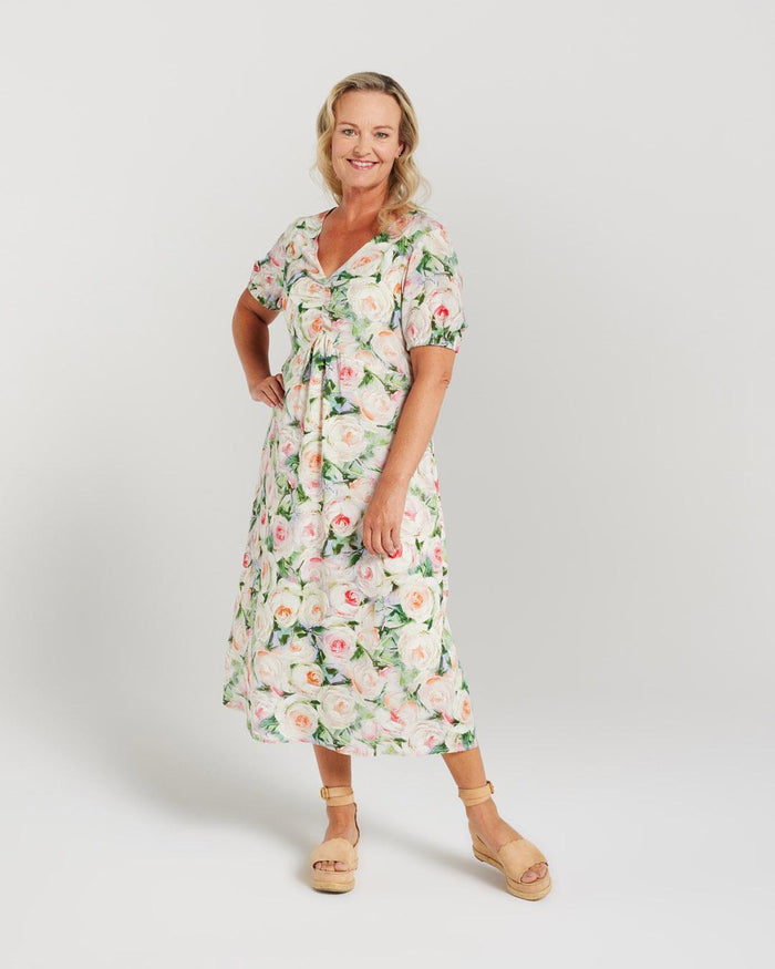 Rose Gathered Front Dress – Blackstone Clothing